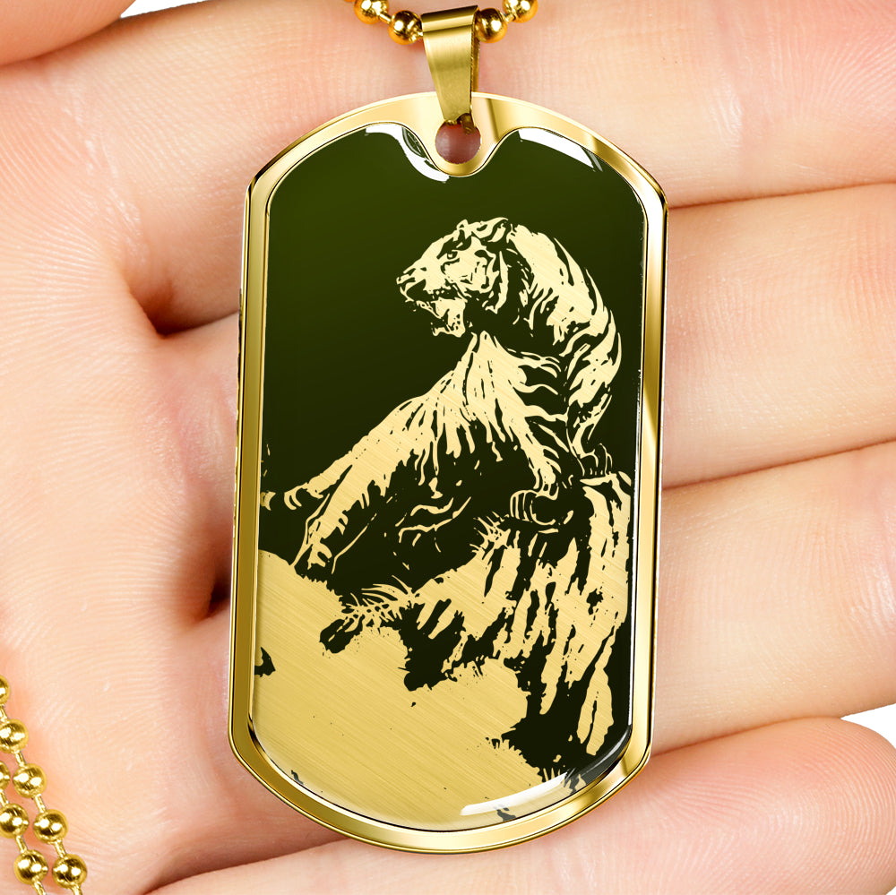 Roaring Tiger Dog Tag - Green Base | Equil Streetwear